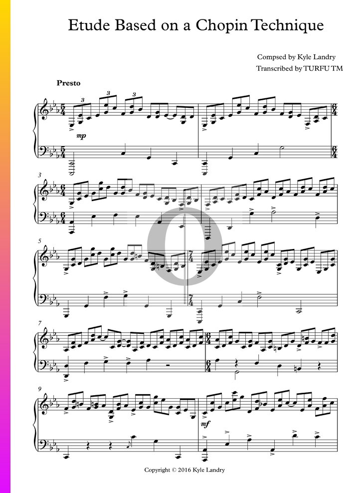 Ètude based on a Chopin Technique (Kyle Landry) Piano Sheet Music - OKTAV