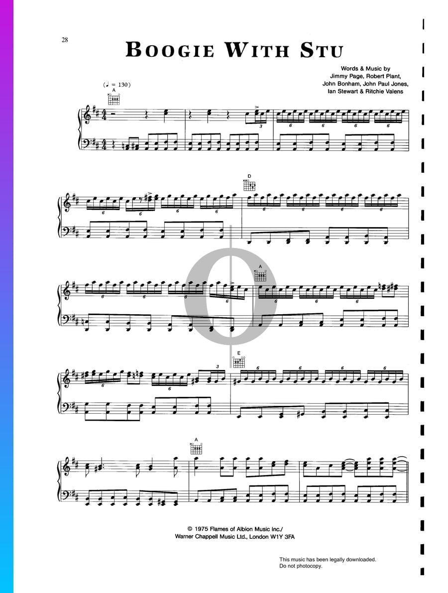Boogie With Stu (Led Zeppelin) Piano Sheet Music - OKTAV