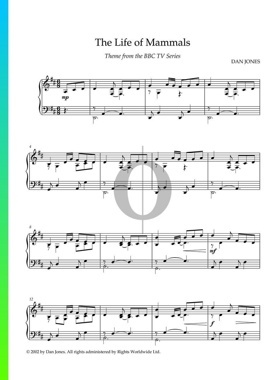 The Life Of Mammals Piano Sheet Music from The Life of Mammals by Dan ...