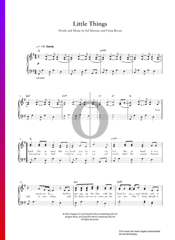 Little Things (One Direction) Piano Sheet Music - OKTAV
