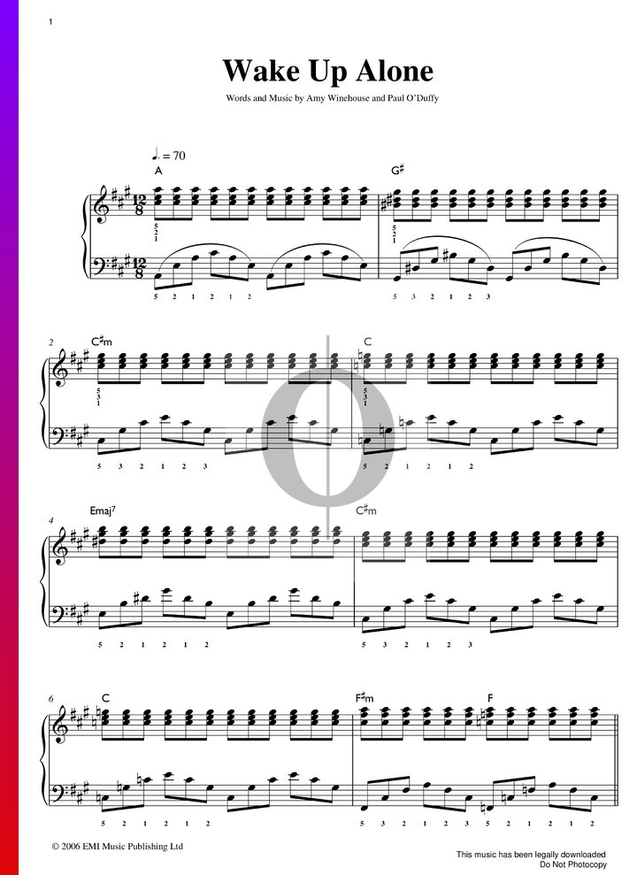 Wake Up Alone (Amy Winehouse) Piano Sheet Music - OKTAV