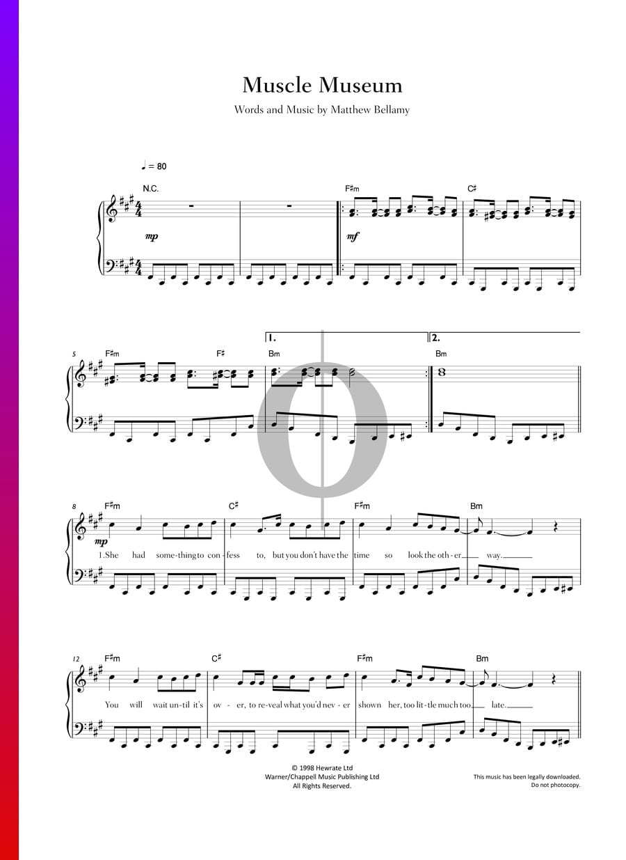 Muscle Museum (Muse) Piano Sheet Music - OKTAV