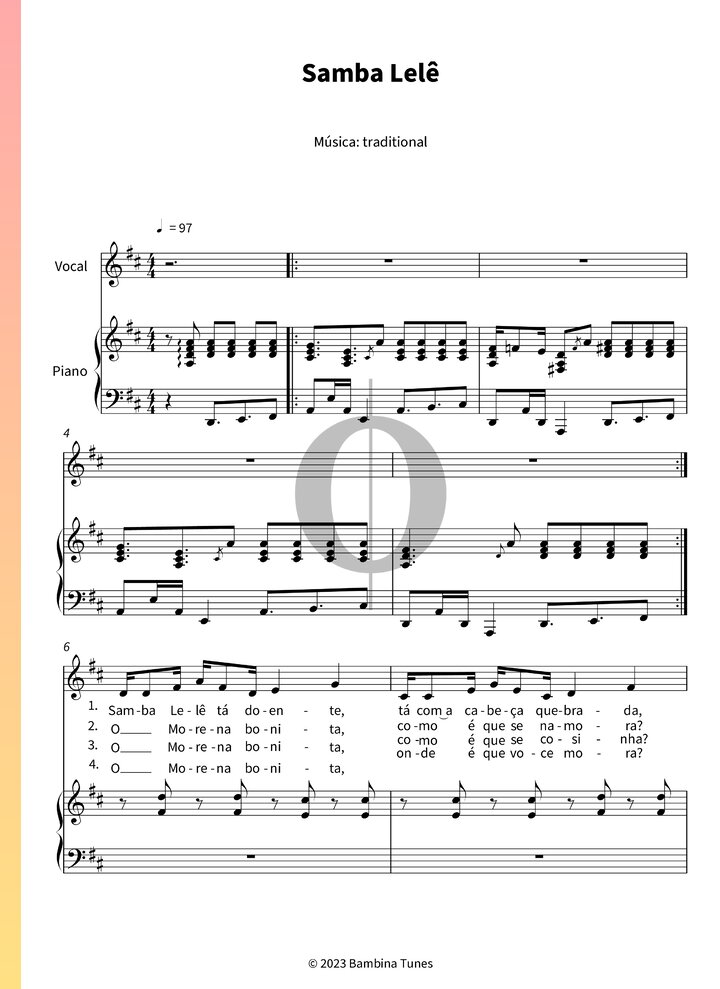 Samba Lelê (Anonymous) Piano Sheet Music - OKTAV