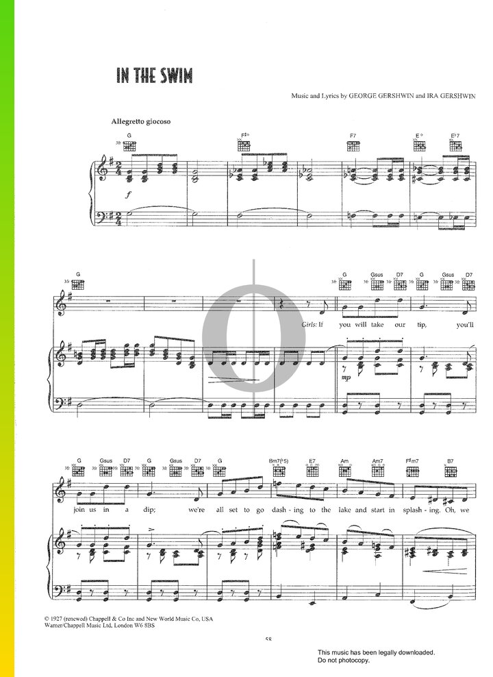 In The Swim (George Gershwin) Piano Sheet Music - OKTAV