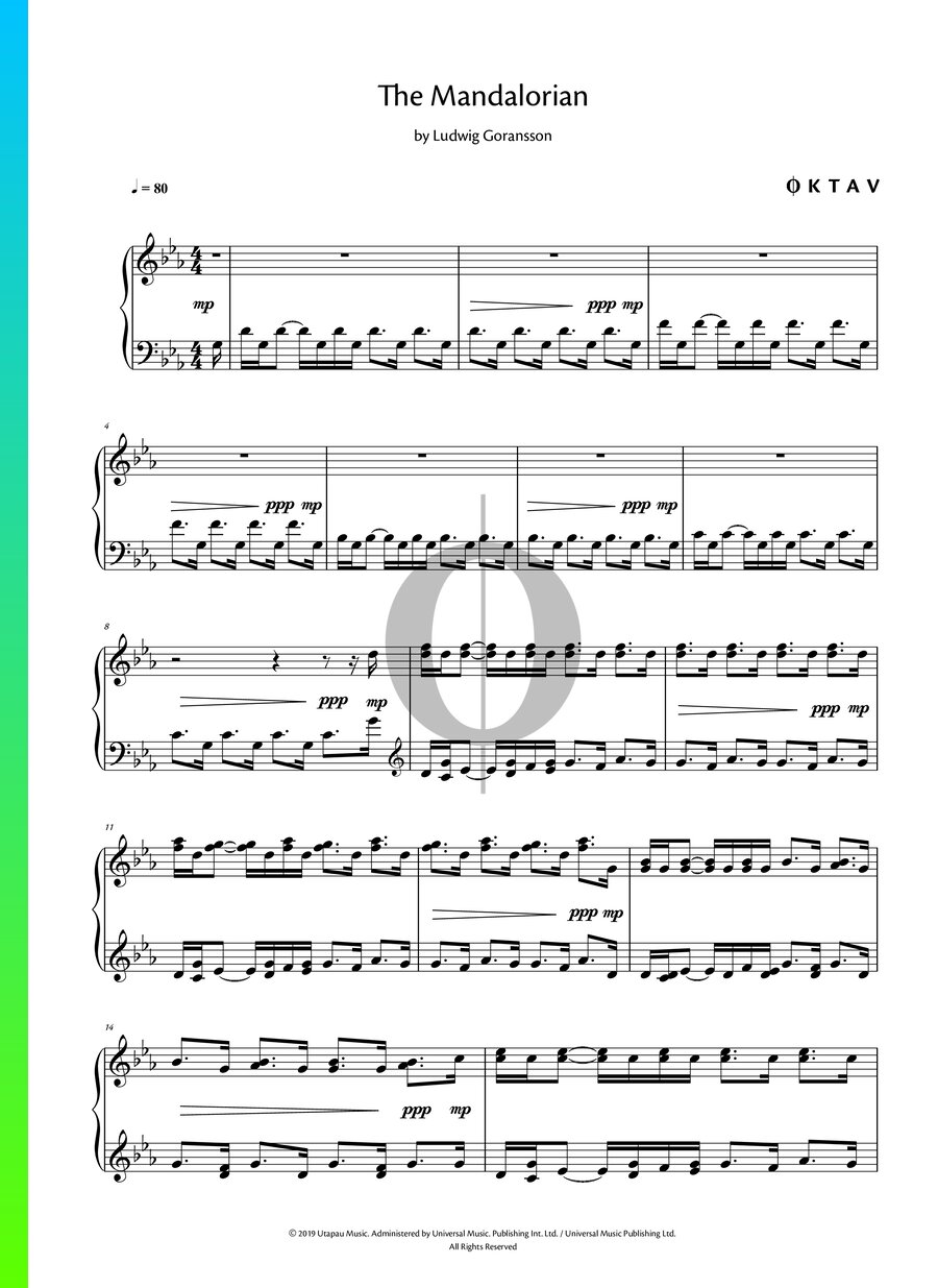 The Mandalorian Piano Sheet Music from Star Wars: The Mandalorian by ...