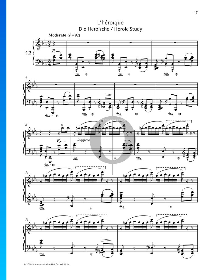 Heroic Study, Op. 105 No. 12 (Johann Friedrich Burgmüller) Piano Sheet ...