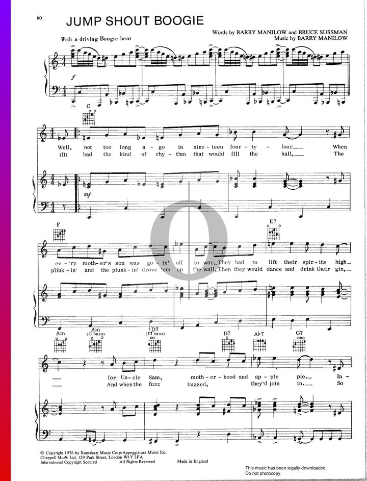 Jump Shout Boogie (Barry Manilow) Piano Sheet Music - OKTAV