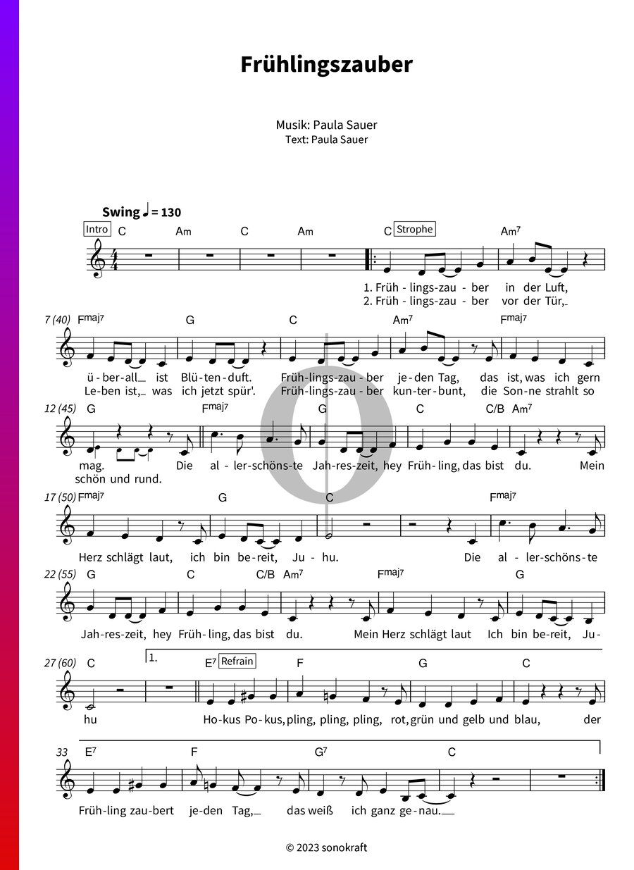 Frühlingszauber (Paula Sauer) Piano Sheet Music - OKTAV