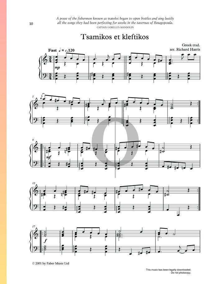 Tsamikos Et Kleftikos (Anonymous) Piano Sheet Music - OKTAV