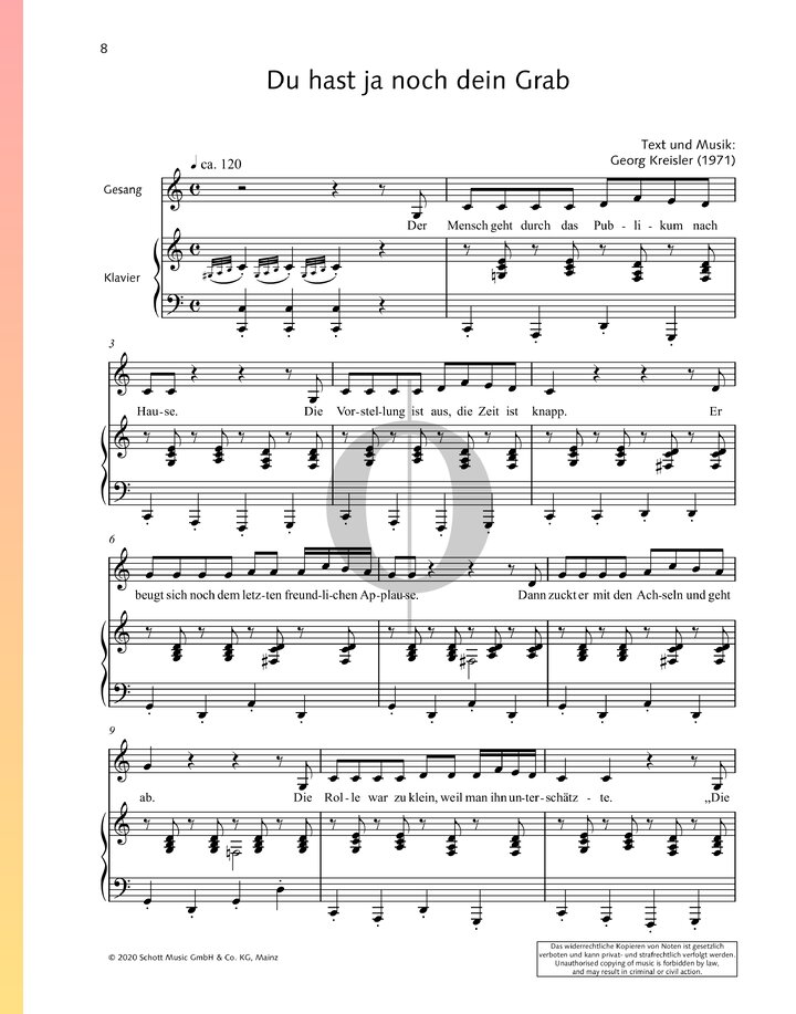 Du hast ja noch dein Grab (Georg Kreisler) Piano Sheet Music - OKTAV