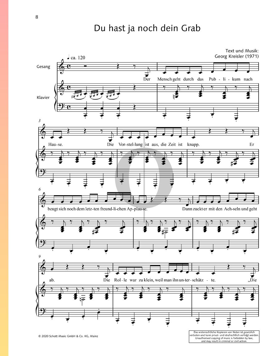 Du hast ja noch dein Grab (Georg Kreisler) Piano Sheet Music - OKTAV