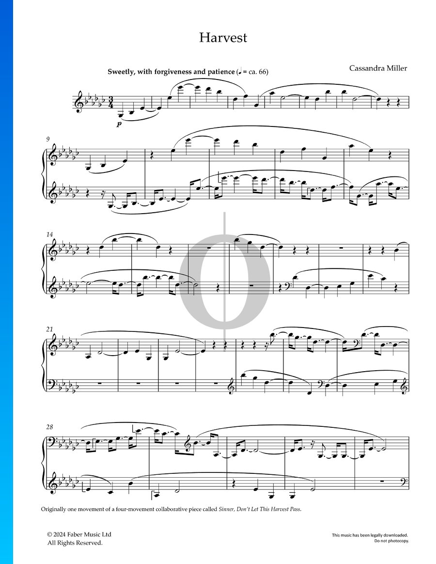 Harvest (Cassandra Miller) Piano Sheet Music - OKTAV