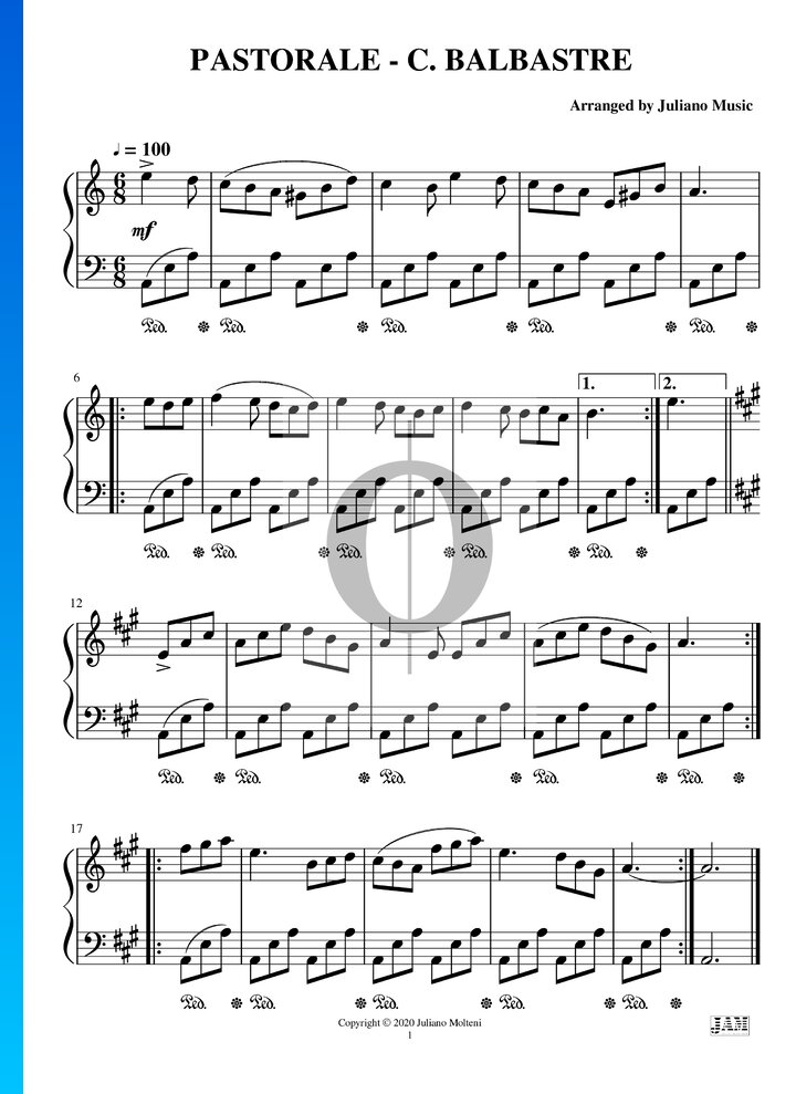 Pastorale (Claude Balbastre) Piano Sheet Music - OKTAV