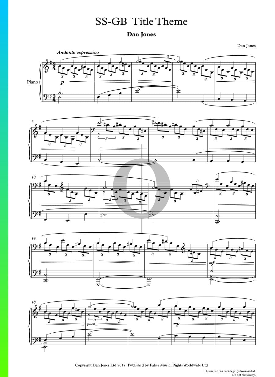 SS-GB Title Theme Piano Sheet Music from SS-GB by Dan Jones - OKTAV
