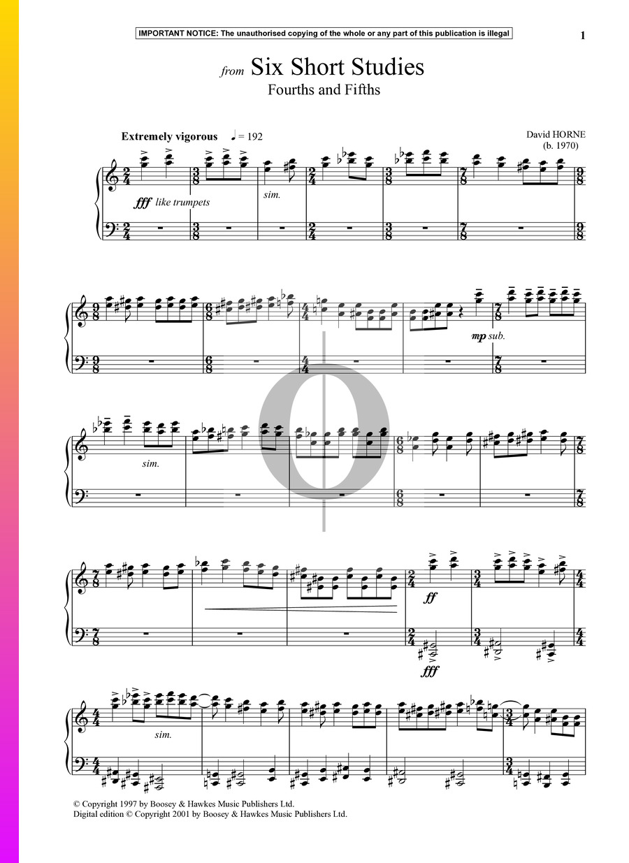 Six Short Studies: Fourths And Fifths (David Horne) Piano Sheet Music ...