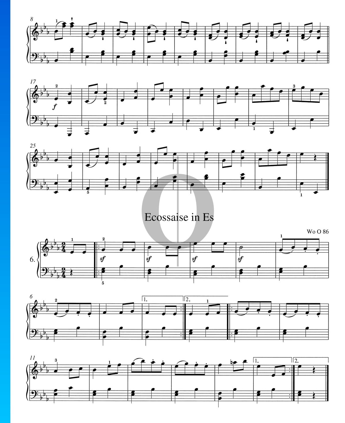 Ecossaise in E-flat Major, WoO 86 (Ludwig van Beethoven) Piano Sheet ...