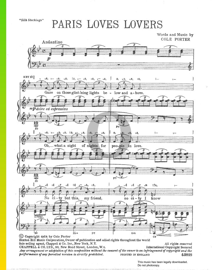Paris Loves Lovers » Cole Porter - Partitions de piano - OKTAV