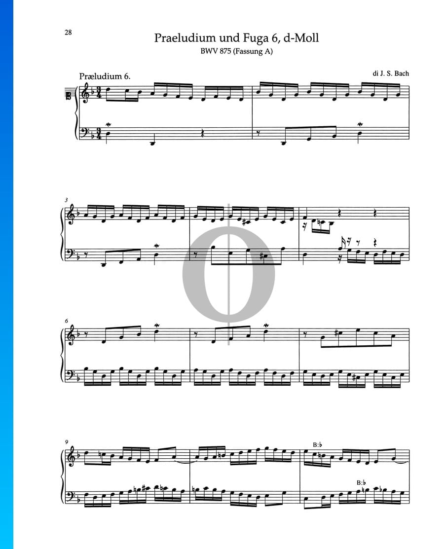 Prélude En Ré Mineur Bwv 875 Johann Sebastian Bach Partitions De