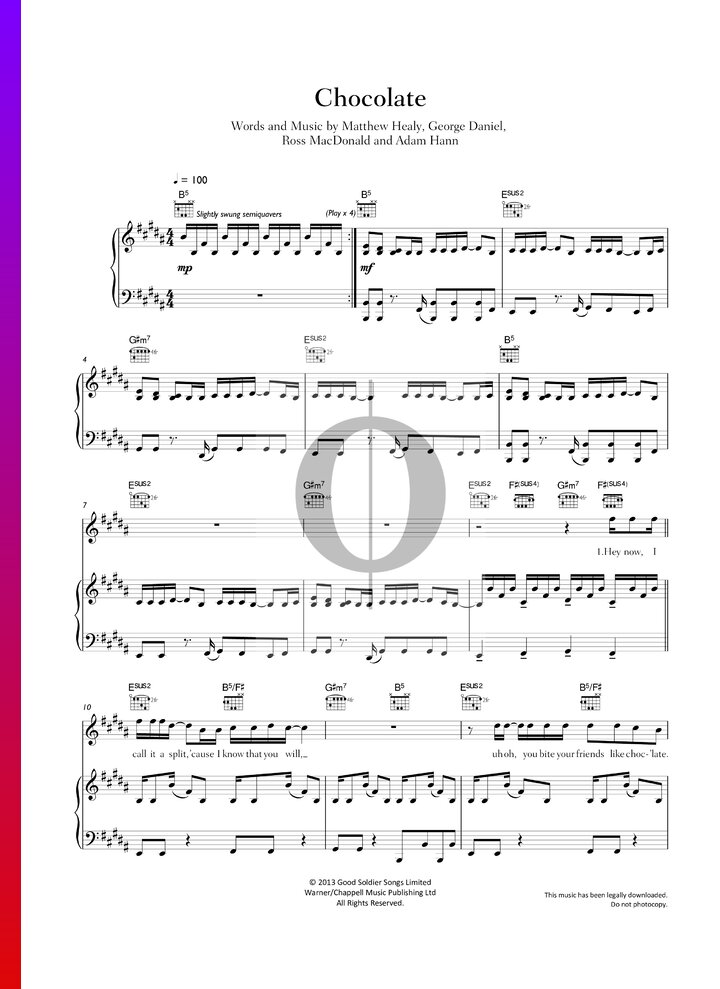 Chocolate (The 1975) Piano Sheet Music - OKTAV