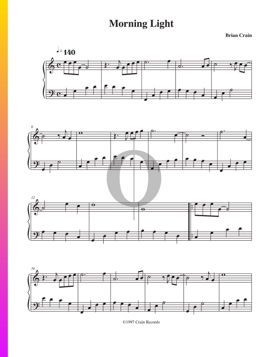 Morning Light (Brian Crain) Piano Sheet Music - OKTAV