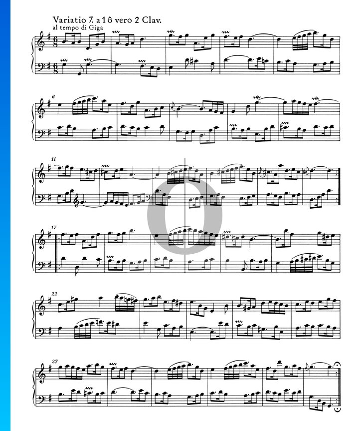 Variaciones Goldberg, BWV 988: Variación 7. a 1 o 2 claves » Johann ...