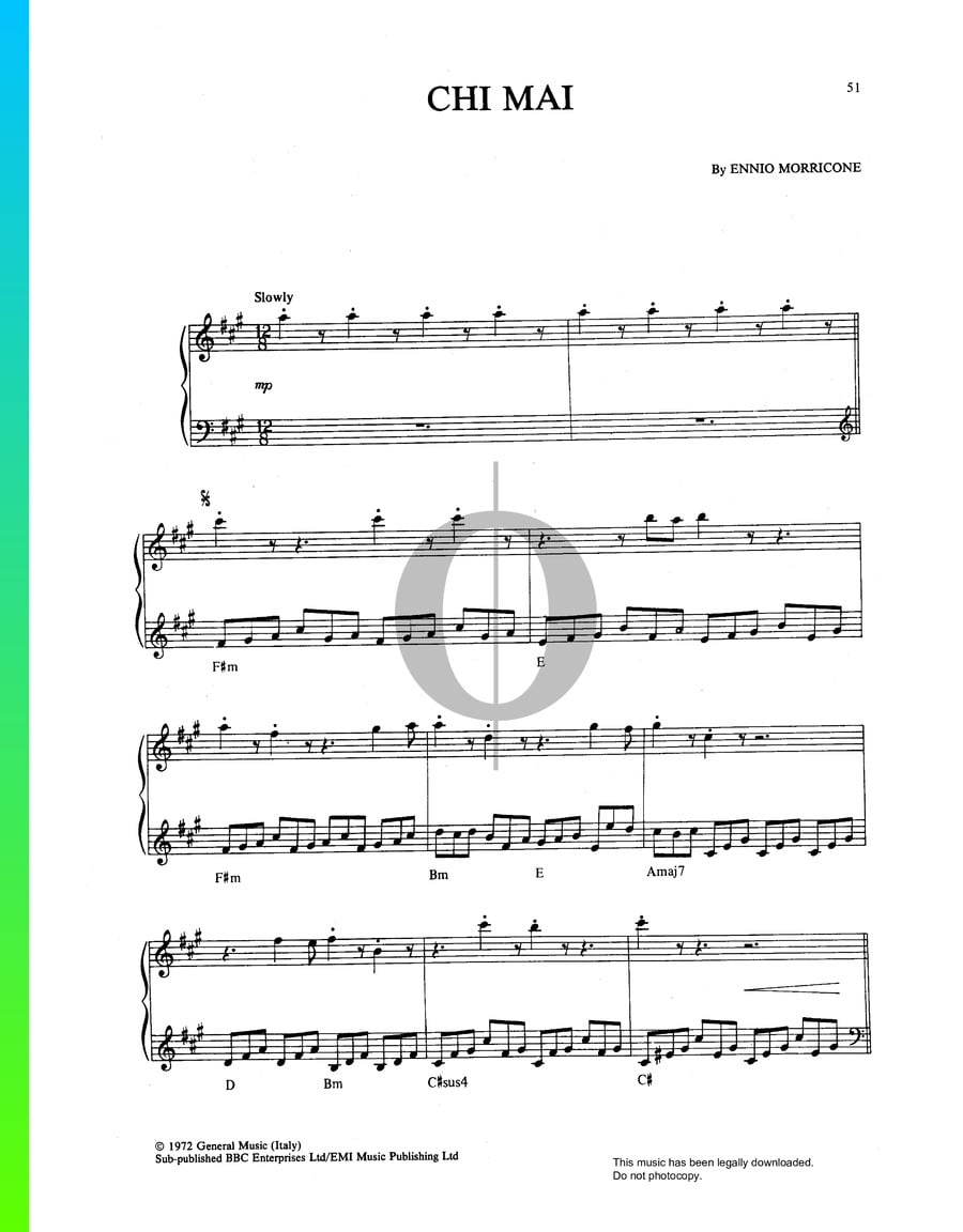 Chi Mai Piano Sheet Music from The Life and Times of David Lloyd George ...