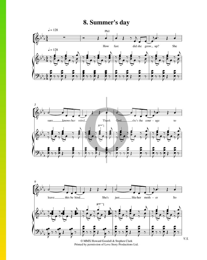 Summer's Day (Howard Goodall) Piano Sheet Music - OKTAV