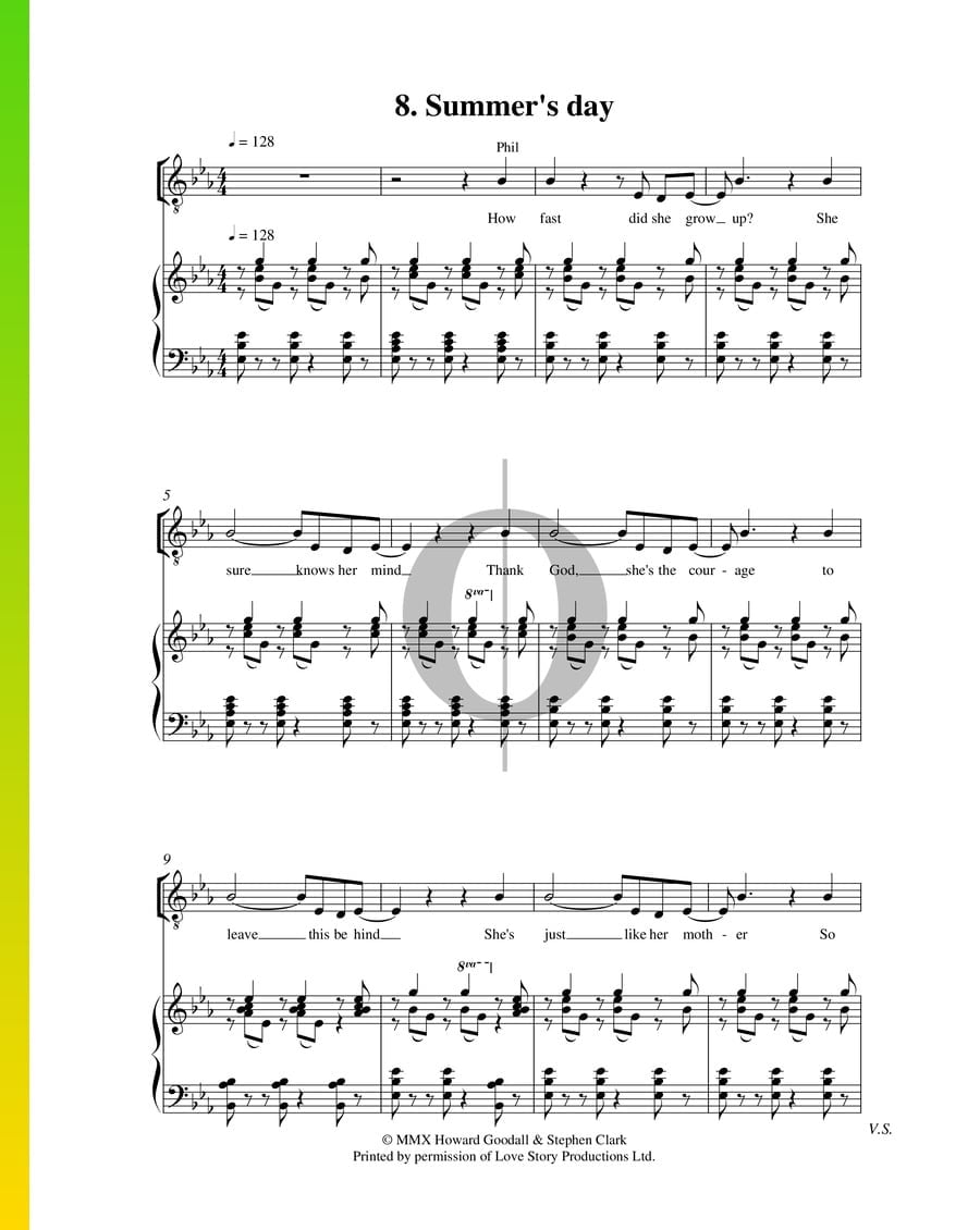 Summer's Day (Howard Goodall) Piano Sheet Music - OKTAV