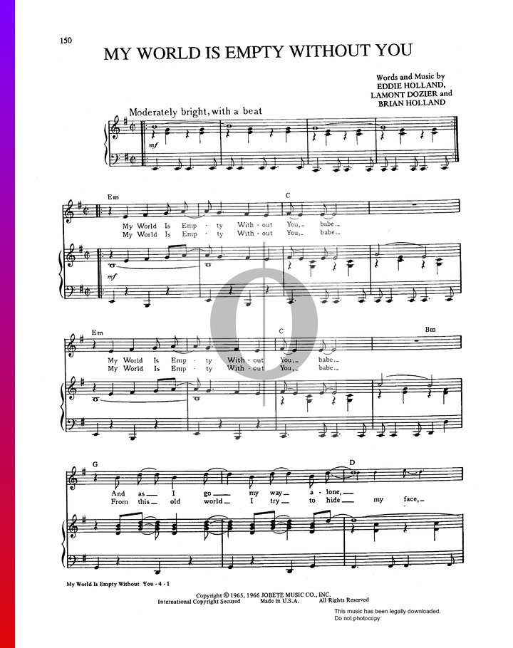 My World Is Empty Without You (The Supremes) Piano Sheet Music - OKTAV