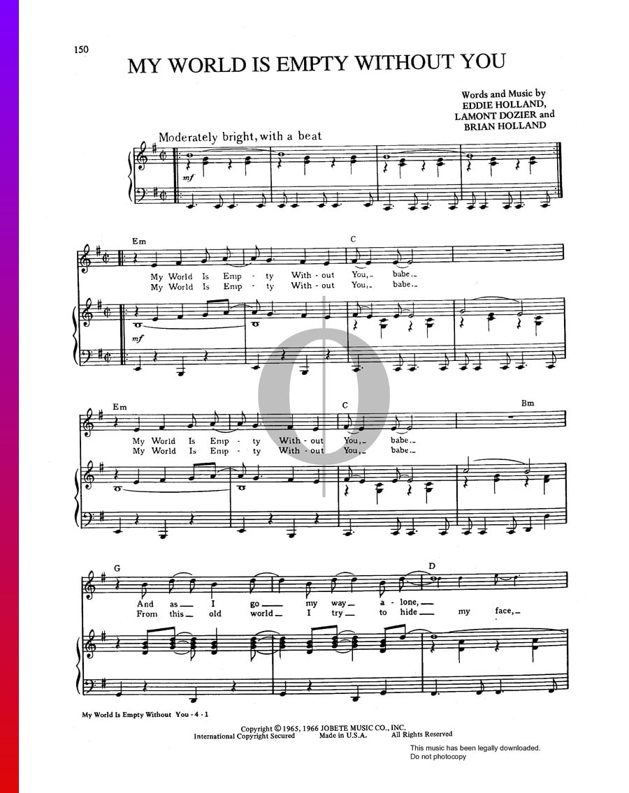 My World Is Empty Without You (The Supremes) Piano Sheet Music - OKTAV