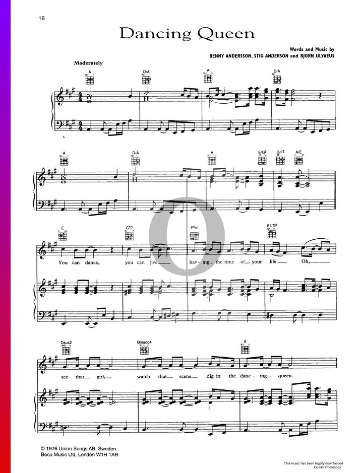 Dancing Queen (ABBA) Piano Sheet Music - OKTAV