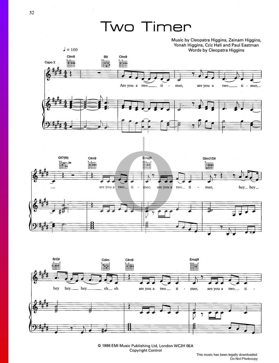 Two Timer Spartito (Pianoforte, Voce, Chitarra) - Download PDF e ...