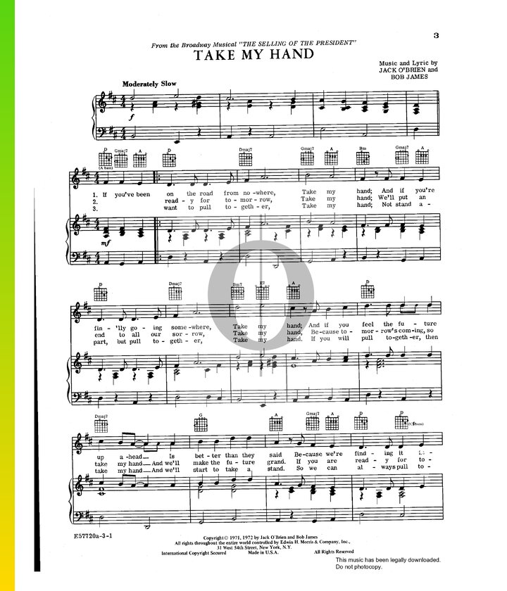 Take My Hand (Bob James, Jack O'Brien) Piano Sheet Music - OKTAV