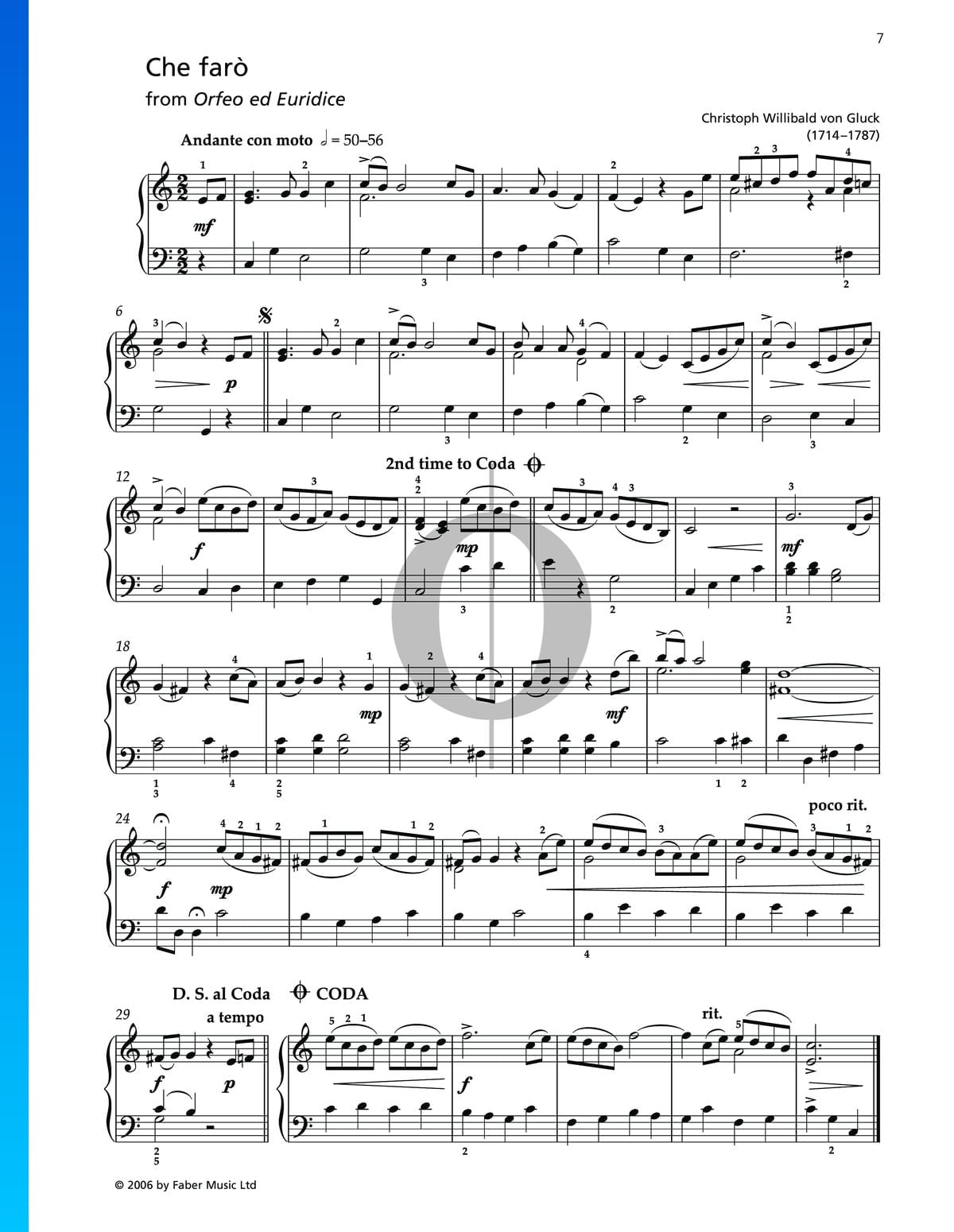 Che faró senza Euridice Sheet Music (Piano Solo) | PDF Download - OKTAV