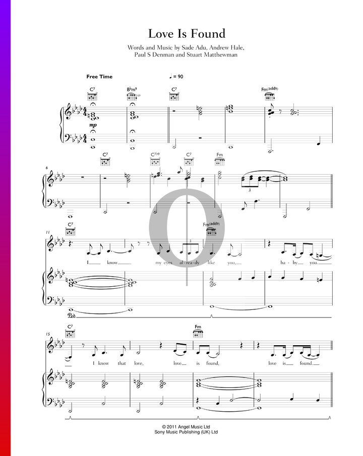 Love Is Found (Sade) Piano Sheet Music - OKTAV