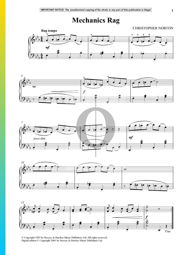 Mechanics Rag (Christopher Norton) Piano Sheet Music - OKTAV