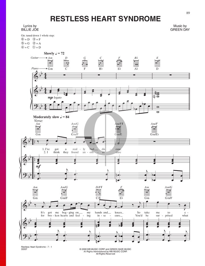 Restless Heart Syndrome (Green Day) Piano Sheet Music - OKTAV