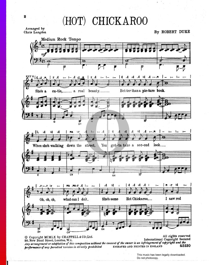 (Hot) Chickaroo (Rick Wayne) Piano Sheet Music - OKTAV