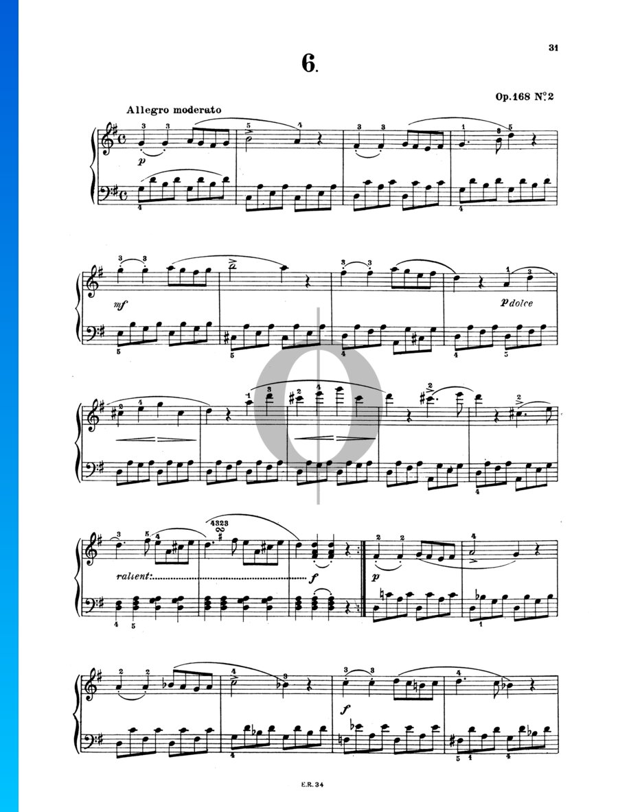 Sonatina in G Major, Op. 168 No. 2 (Anton Diabelli) Piano Sheet Music ...