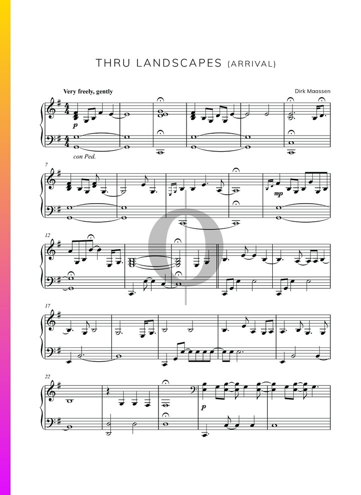 Thru Landscapes (Arrival) (Dirk Maassen) Piano Sheet Music - OKTAV