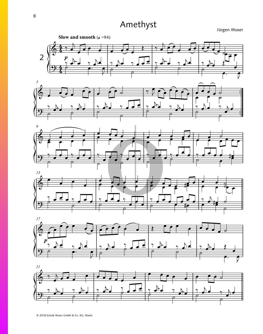 Amethyst (Jürgen Moser) Piano Sheet Music - OKTAV