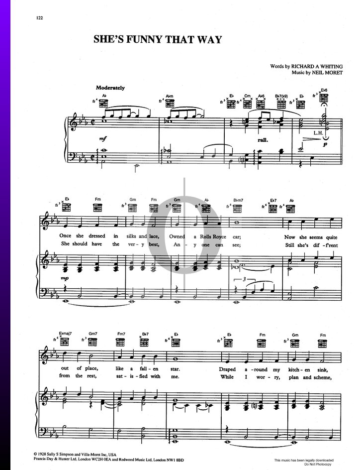 She's Funny That Way (Richard Whiting, Neil Moret) Piano Sheet Music ...