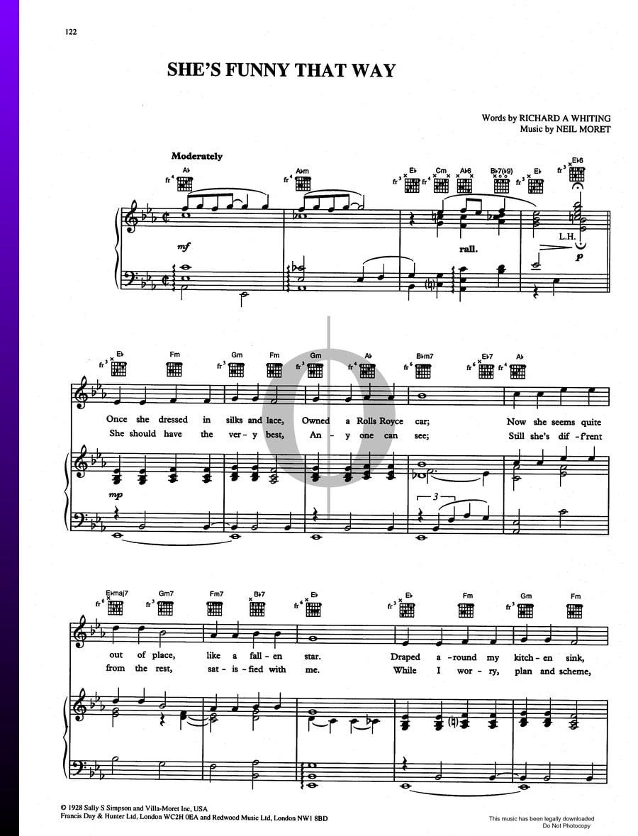 She's Funny That Way (Richard Whiting, Neil Moret) Piano Sheet Music ...