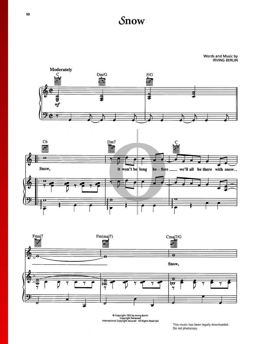 Snow (Rosemary Clooney) Piano Sheet Music - OKTAV