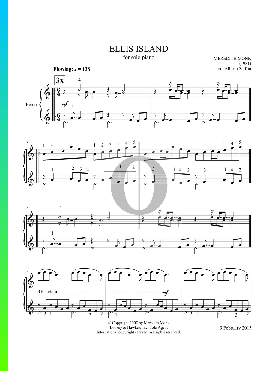 Ellis Island Piano Sheet Music from Ellis Island by Meredith Monk - OKTAV