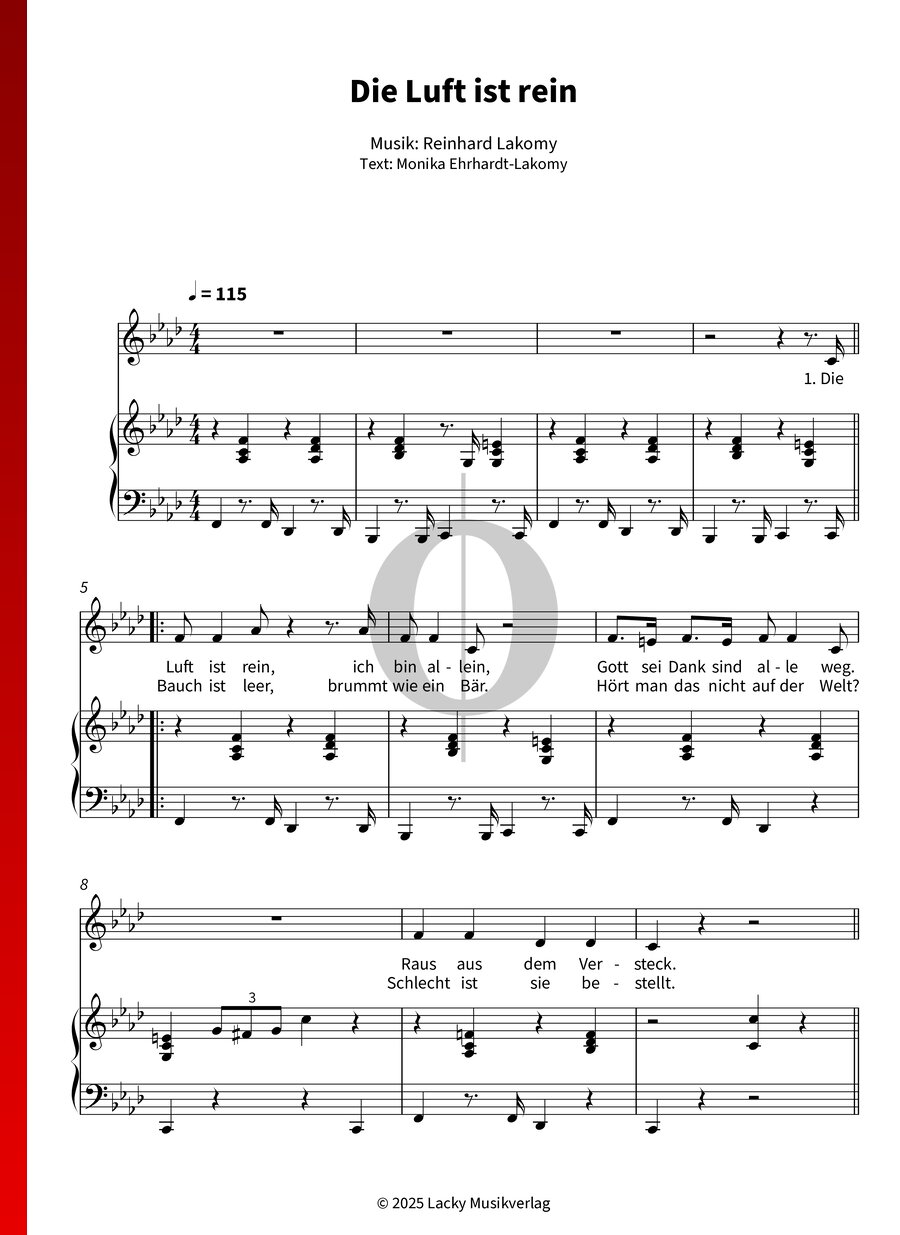 Die Luft ist rein » Reinhard Lakomy - Partitions de piano - OKTAV