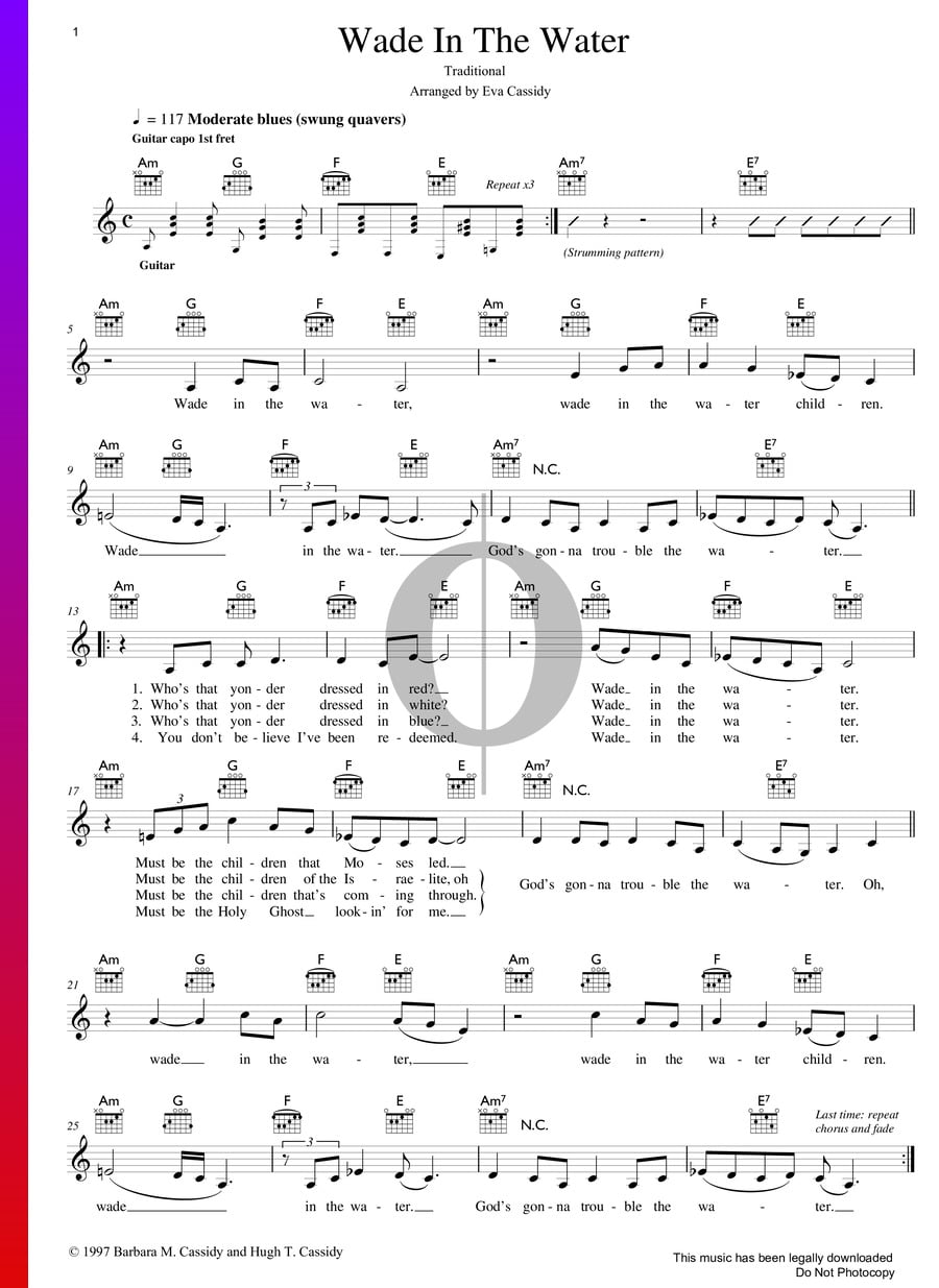 Wade In The Water (Eva Cassidy) Piano Sheet Music - OKTAV