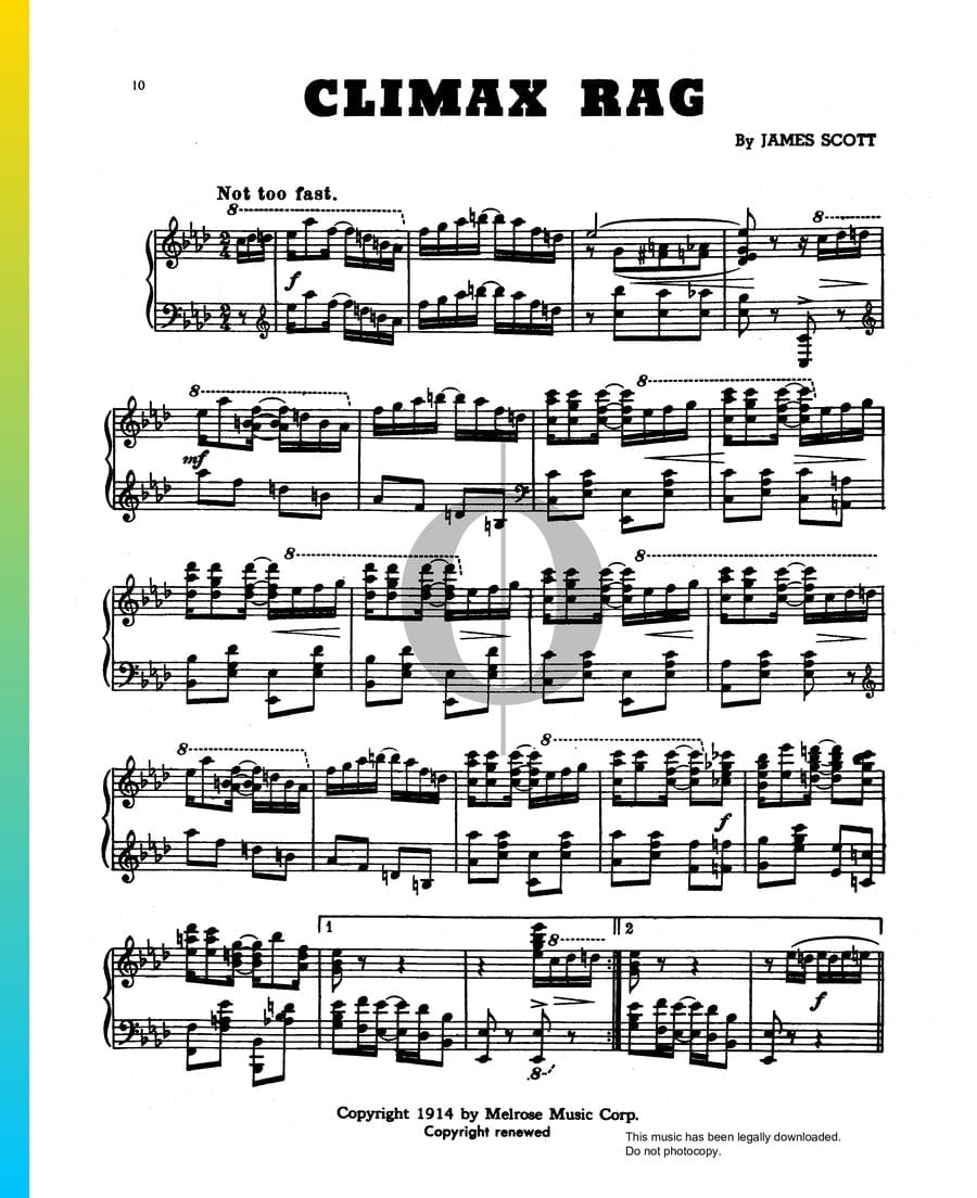 Climax Rag (James Scott) Piano Sheet Music - OKTAV