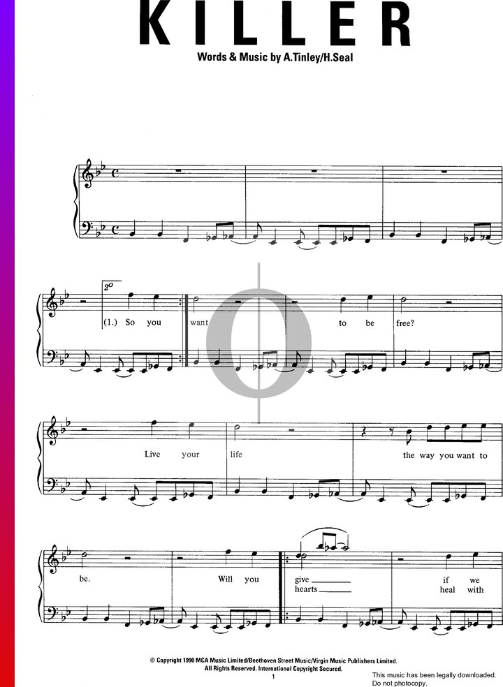 Killer (Seal, Adamski) Piano Sheet Music - OKTAV
