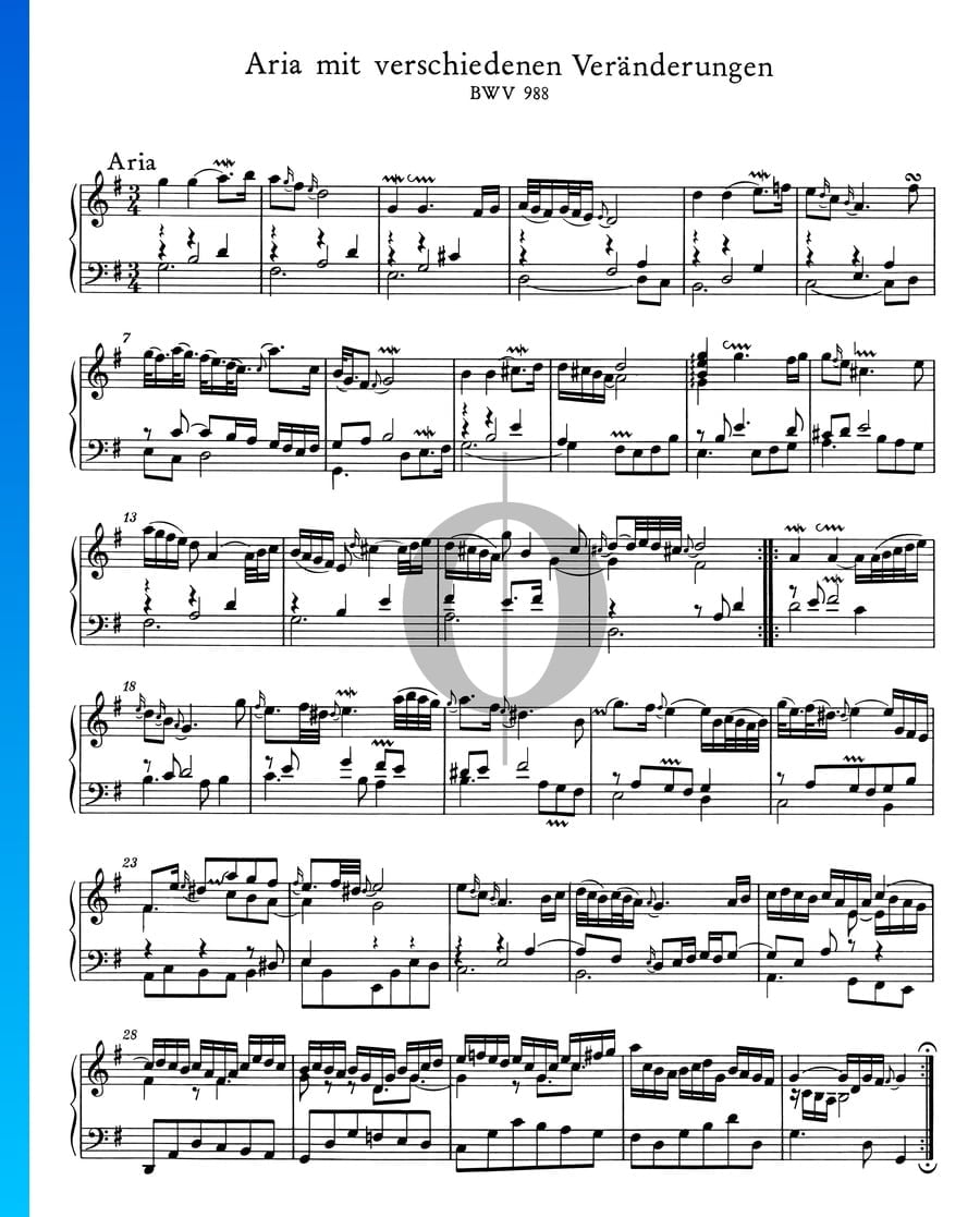 Variations Goldberg, BWV 988: 1. Aria » Johann Sebastian Bach ...